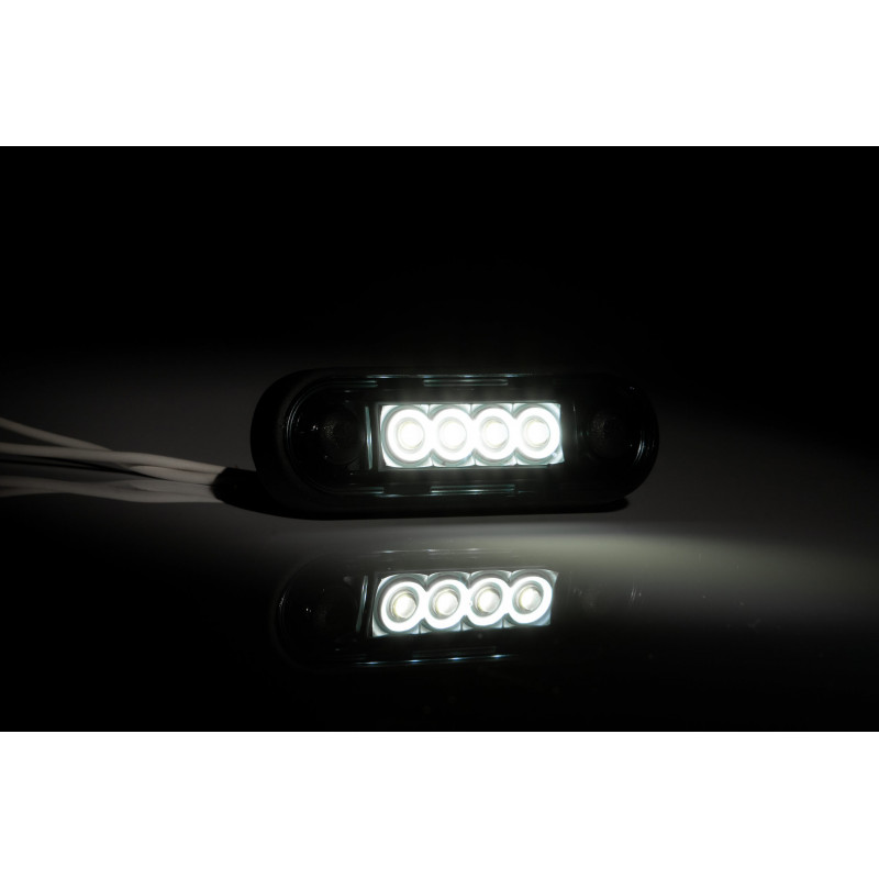 LED Positionsleuchte 12/24V Superflach weiss, mit schwarz getöntem Glas