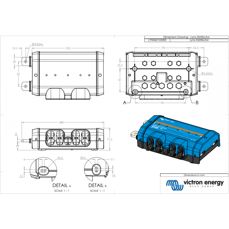 Victron Energy Lynx Distributor, DC Verteilsystem mit MEGA Sicherungen